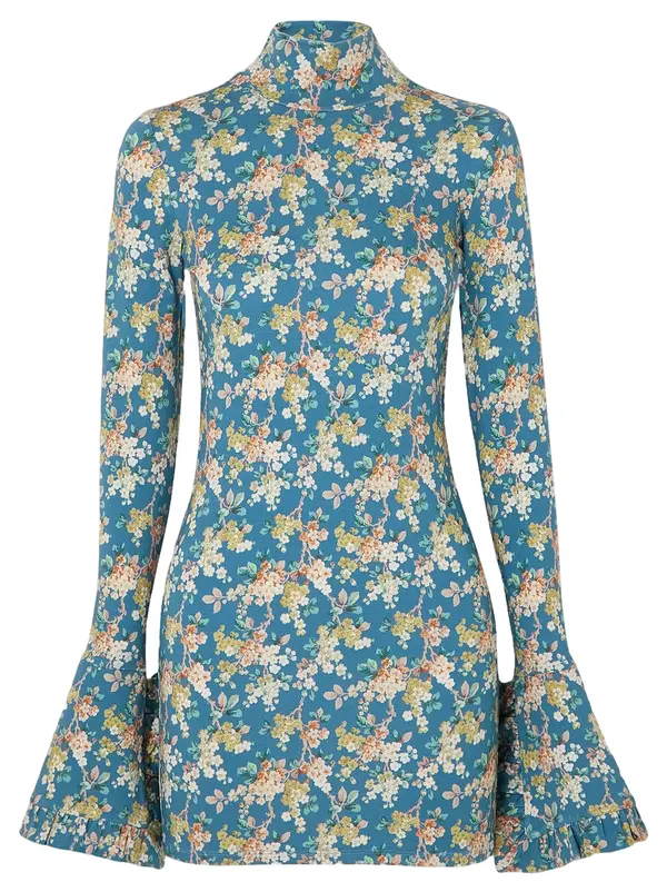 Les Reveries Floral-print Mini Dress - Blue