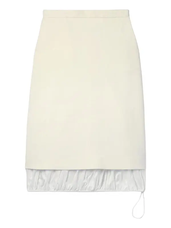 Tory Burch Silk-trimmed Wool Midi Skirt - Cream