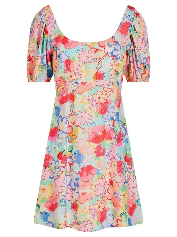 Rixo Floral-print Canvas Mini Dress - Baby Pink