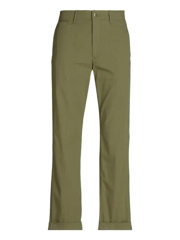SLOWEAR Incotex Herringbone Cottonblend Jacquard Chinos - Army Green