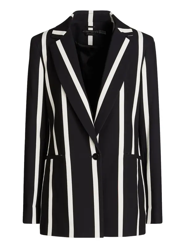Alice + Olivia Skye Striped Crepe Blazer - Black
