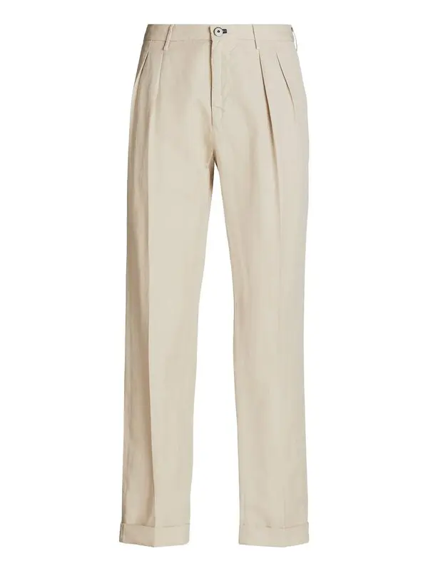 SLOWEAR Incotex Pleated Linen And Cottonblend Twill Chinos - Beige