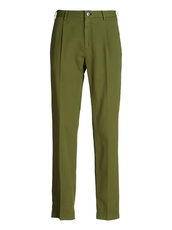 SLOWEAR Incotex Pleated Cotton And Linenblend Twill Chinos - Army Green
