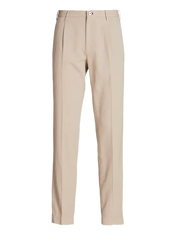 SLOWEAR Incotex Pleated Cotton And Linenblend Twill Chinos - Beige
