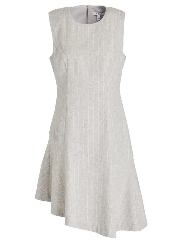 Derek Lam 10 Crosby Asymmetric Pinstriped Wool-blend Dress - Light Gray
