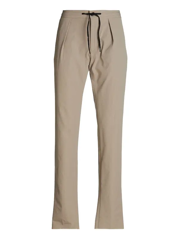 SLOWEAR Pleated Seersucker Drawstring Trousers - Mushroom
