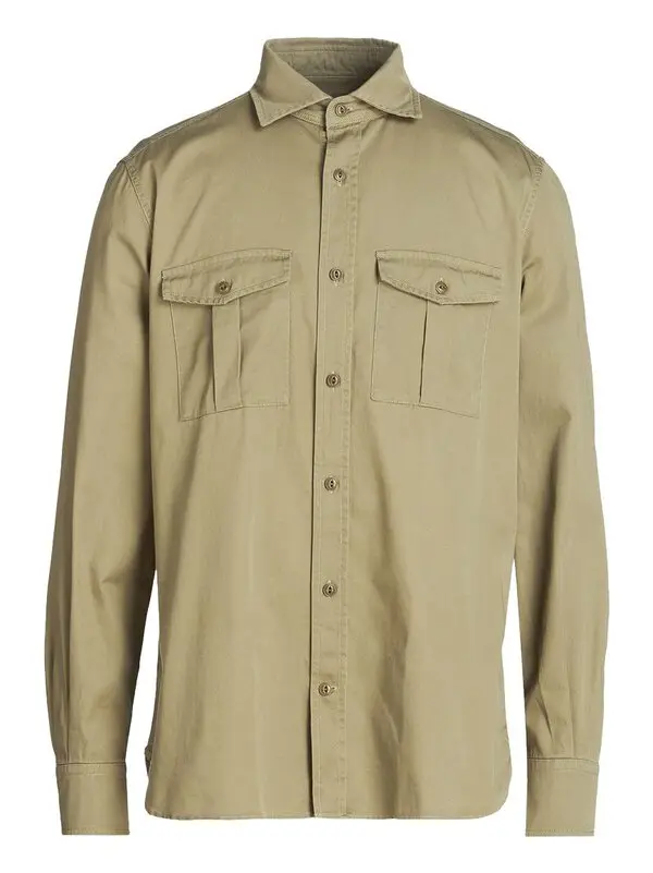 SLOWEAR Glanshirt Embroidered Cottongabardine Shirt - Army Green