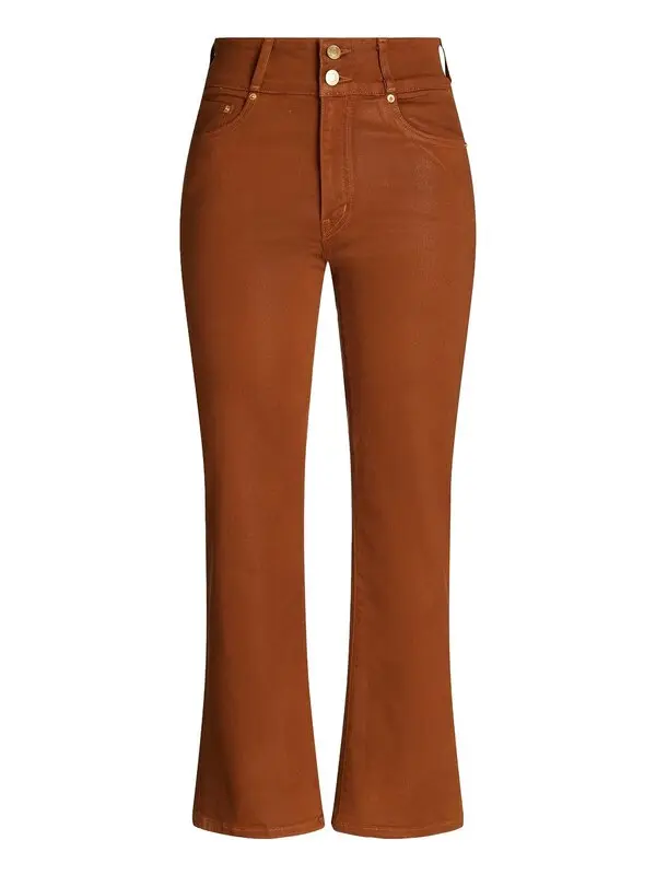 Derek Lam 10 Crosby Cropped Coated High-rise Kick-flare Jeans - Tan