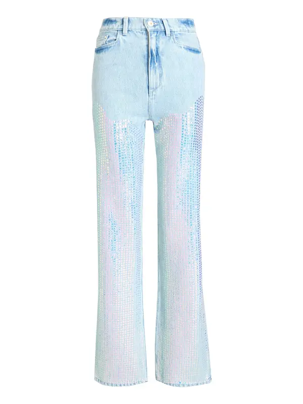WANDLER Sequined Straight-leg Jeans - Light Denim