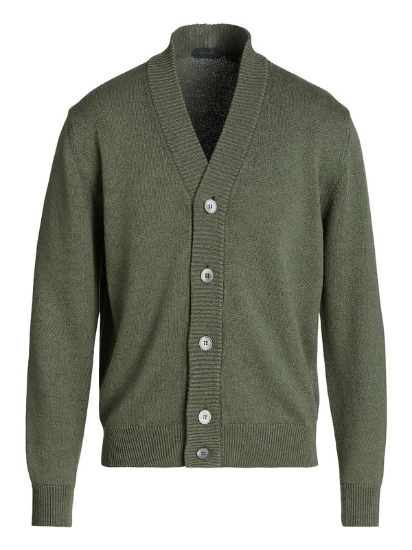 SLOWEAR Zanone Linen And Cotton-blend Cardigan - Army Green