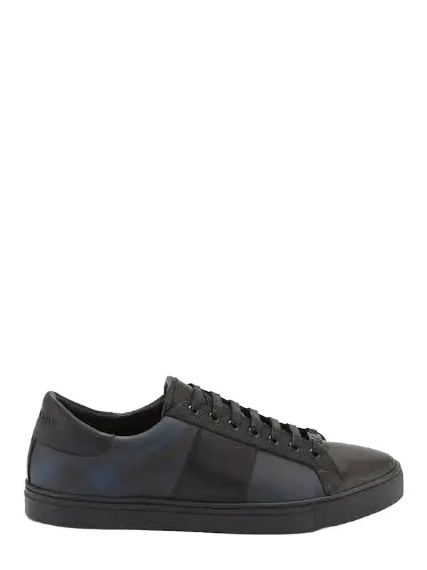Burberry Ritson Check Leather Sneakers - Black/navy Blue