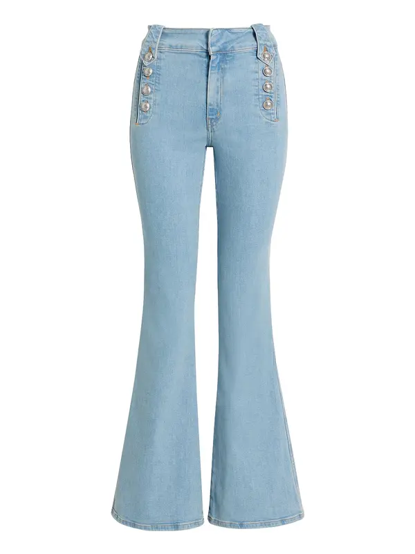 Derek Lam 10 Crosby Button-embellished Flared Jeans - Light Denim