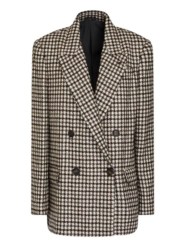 Brunello Cucinelli Double-breasted Houndstooth Wool-blend Blazer - Ivory