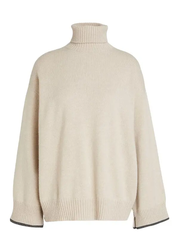 Brunello Cucinelli Cashmere Turtleneck Sweater - Beige