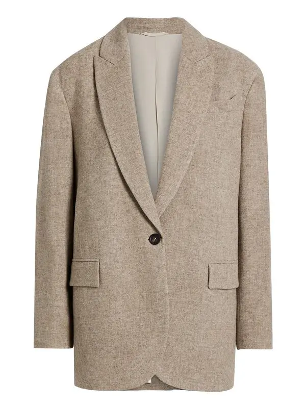 Brunello Cucinelli Bead-embellished Yak Blazer - Sand
