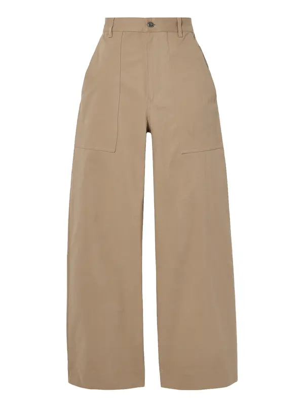 Moncler Cotton-blend Twill Wide Leg Pants - Brown