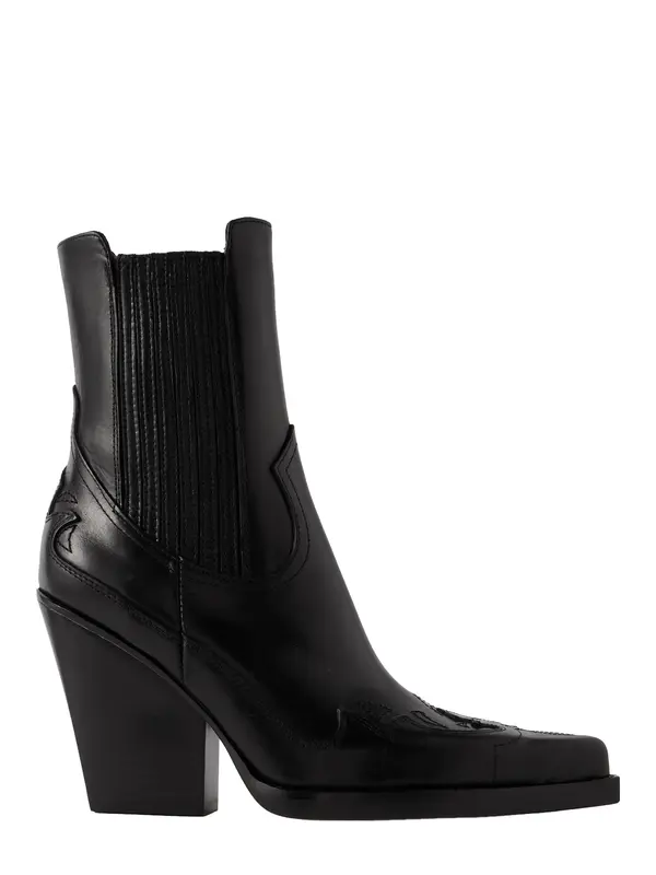 Paris Texas Dallas Embroidered Leather Ankle Boots - Black