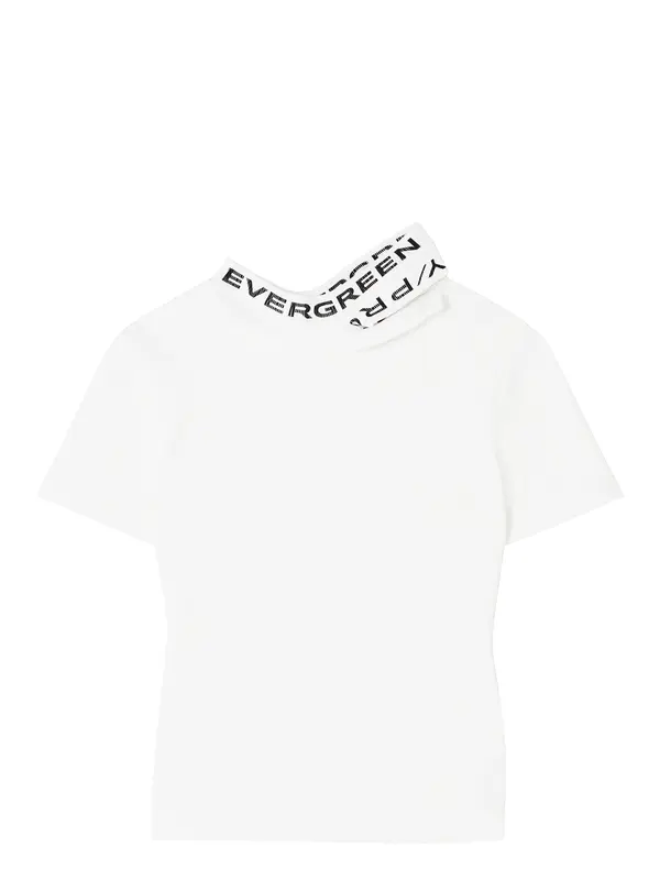 Y/project Evergreen Strap-detailed Organic Cotton-blend Jersey T-shirt - White
