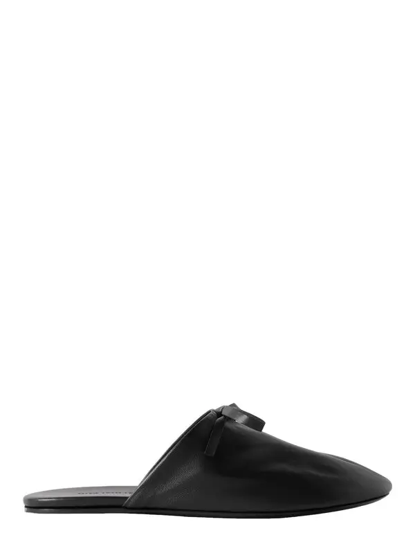 Marie Adam-Leenaerdt Bow-embellished Leather Slippers - Black