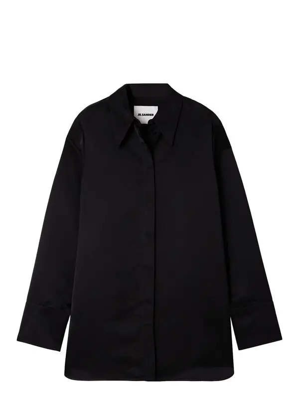 JIL SANDER Washed-satin Shirt - Black