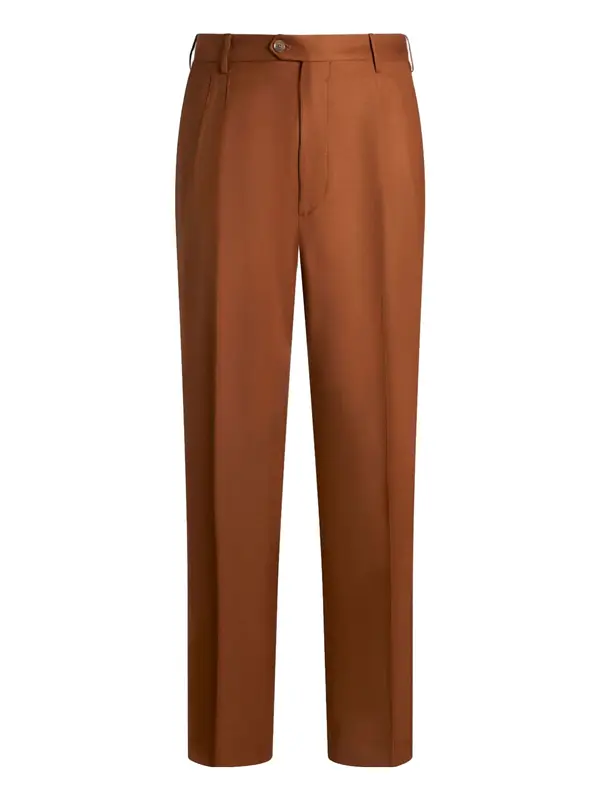 Etro Pleated Straight-leg Trousers - Brown