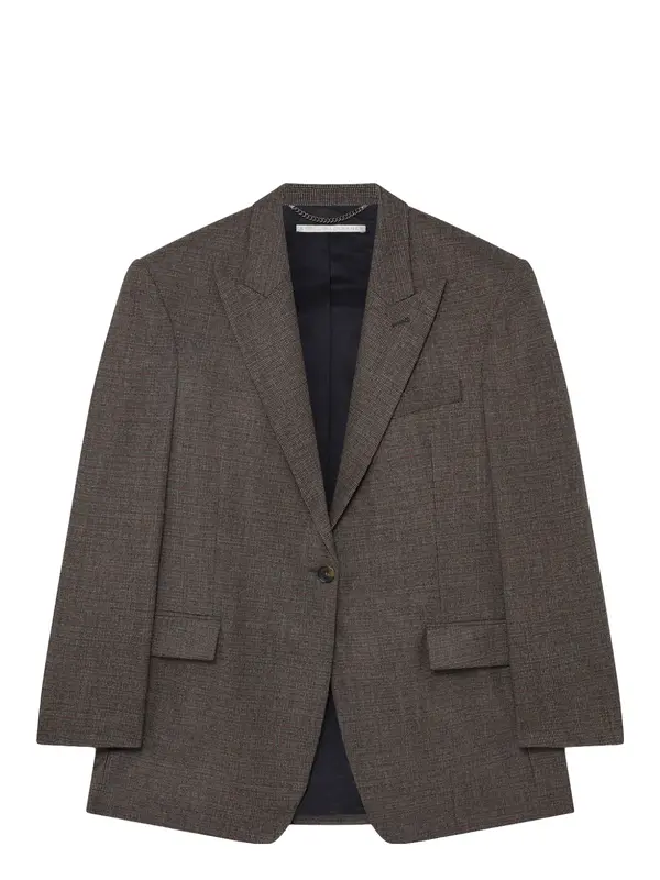Stella McCartney Single-breasted Houndstooth Wool Blazer - Brown