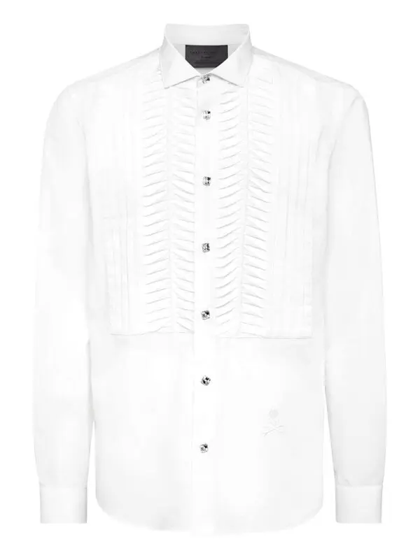 Philipp Plein Black Tie Long-sleeve Shirt - White