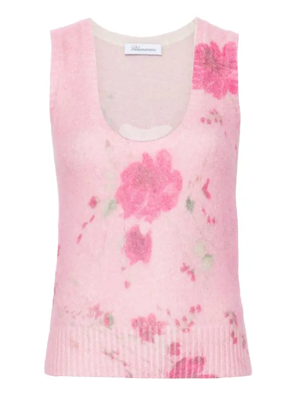 Blumarine Roses-print Tank Top - Pink