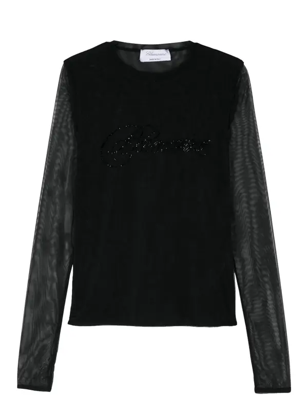 Blumarine Rhinestone Logo T-shirt - Black