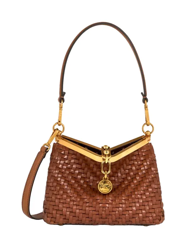 Etro Small Vela Woven Shoulder Bag - Brown