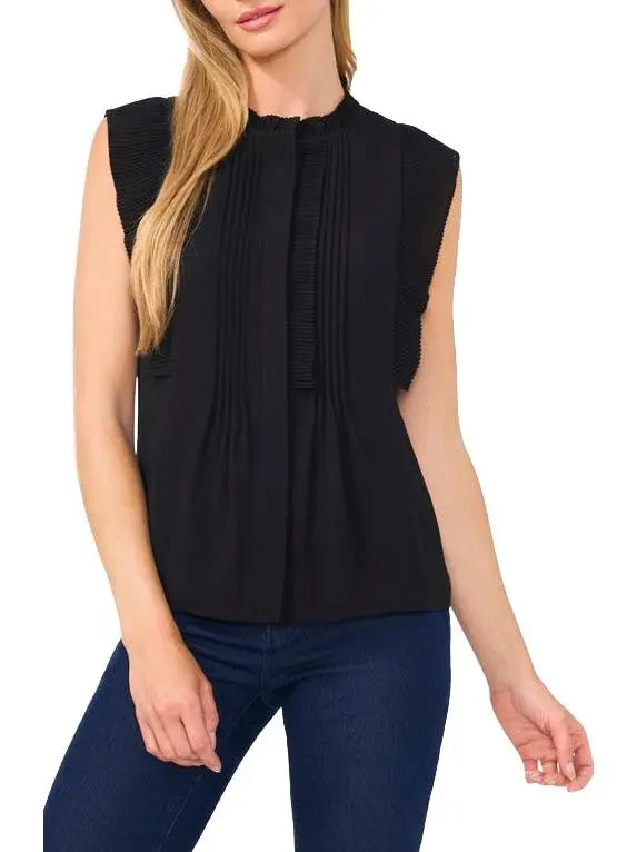 CECE DUPRAZ Pleat Detail Sleeveless Top - Rich Black