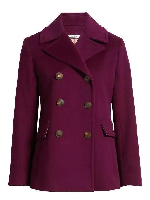 Fleurette Ali Wool Pea Coat - Aubergine