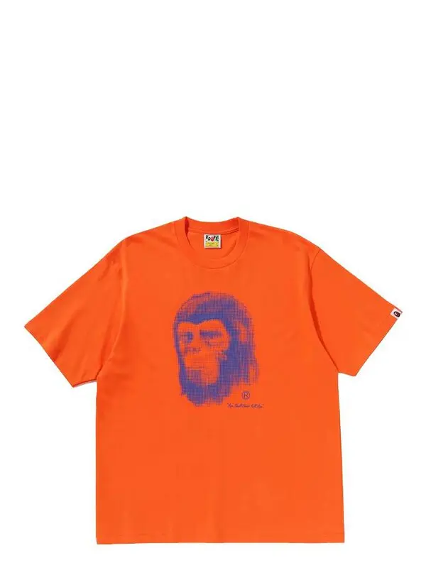 A BATHING APE Pixel Comic Ape Head Relaxed Fit Tee Shirt - Orange