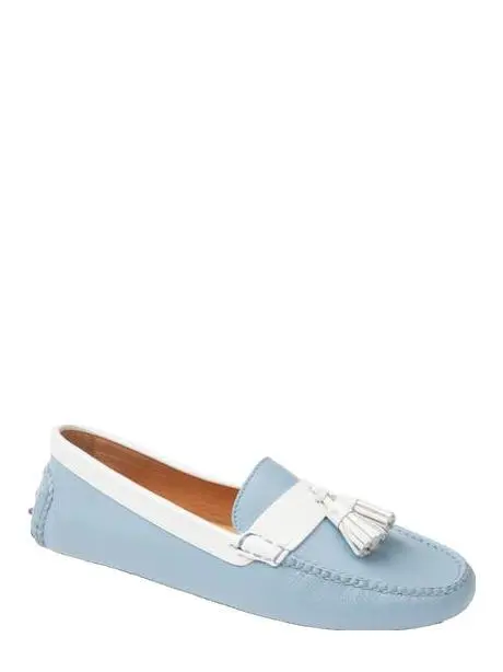 PATRICIA GREEN Jordan Moc Toe Loafer - Sky Blue/white Leather