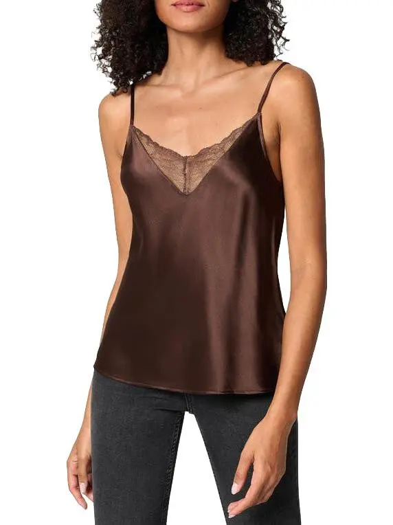 Lilysilk V-neck Lace Silk Camisole - Chocolate