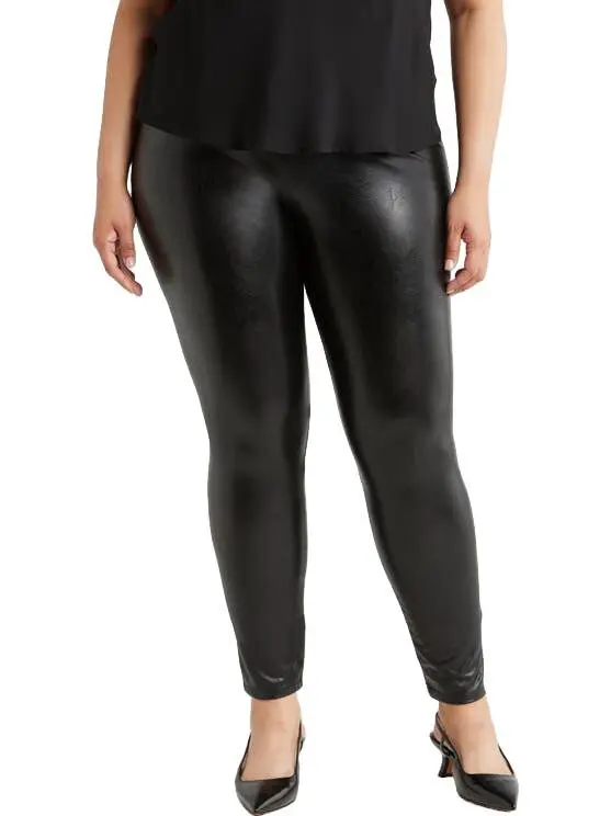 Lyssé Ntials Textured Faux Leather Leggings - Kohl Black