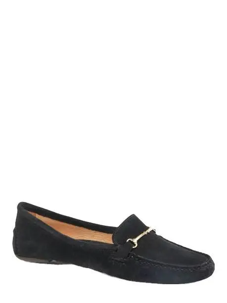 PATRICIA GREEN Caroline Moc Toe Bit Loafer - Black Suede