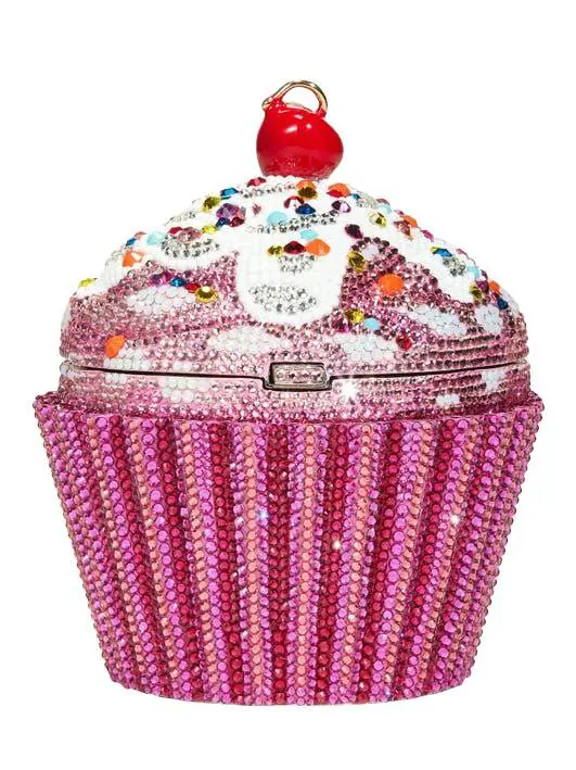 Judith Leiber Cherry Cupcake Crystal Clutch - Silver Fuchsia Multi