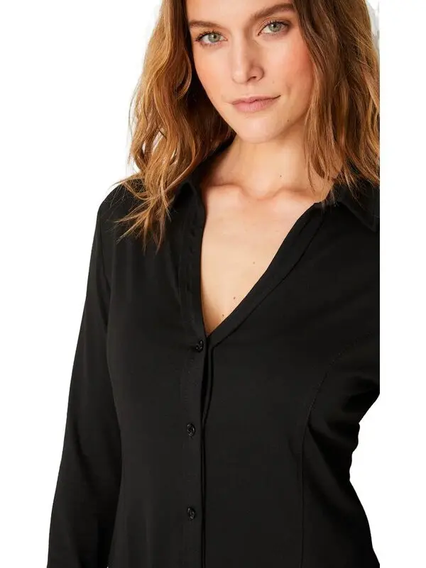Anatomie Nikki Long Sleeve Pique Shirt - Black