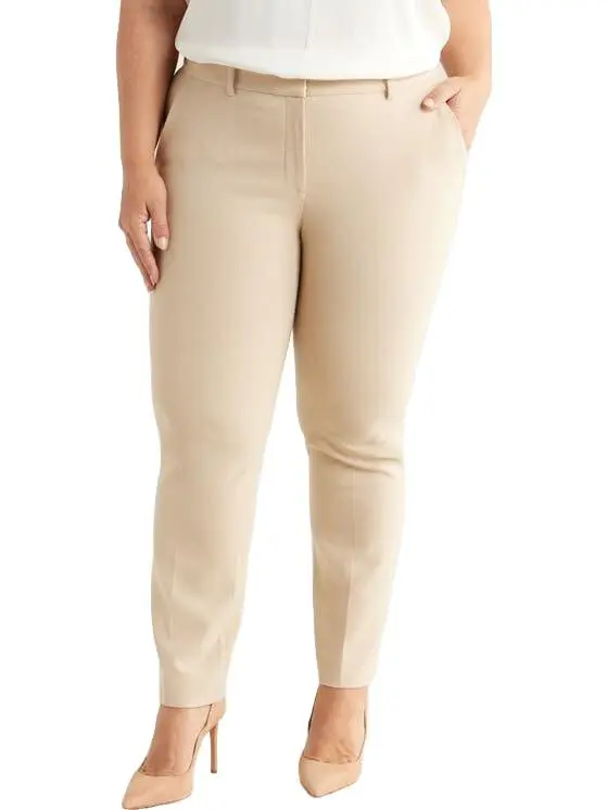 Lafayette 148 New York Manhattan Stretch Wool Trousers - Plaster