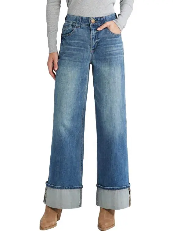Wit & Wisdom Ab'solution Skyrise Wide Leg Jeans - Mid Blue Artisanal