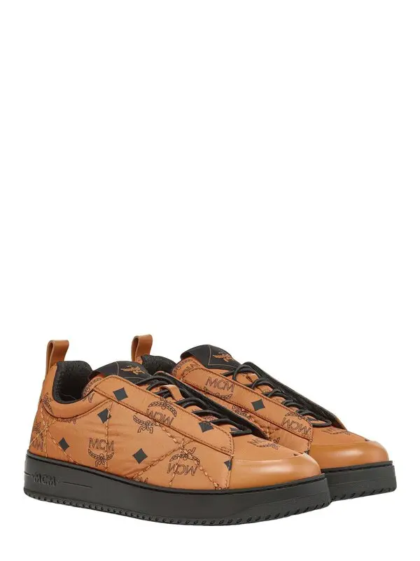 Mcm Neo Terrain Sneakers In Quilted Monogram Nylon - Cognac
