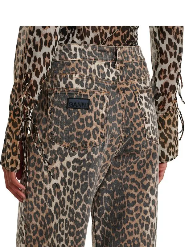GANNI Izey Leopard-print Straight Jeans - Brown
