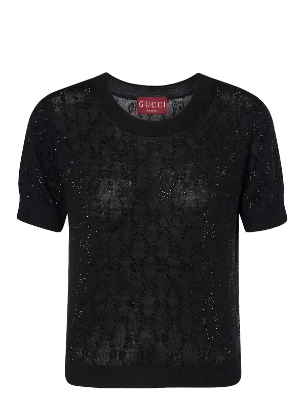 Gucci Gg Crystal Wool Top - Black