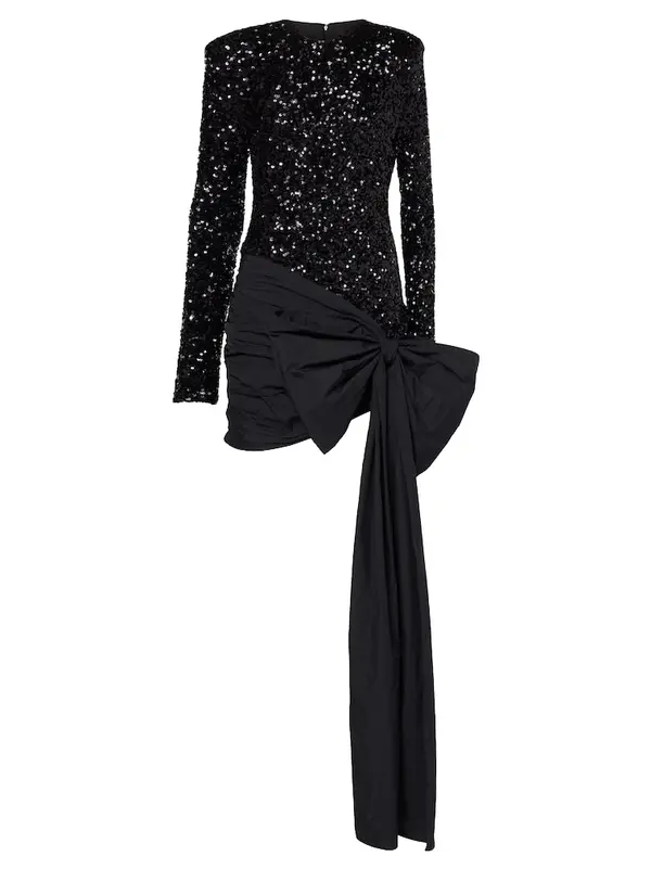 Remain Birger Christensen Bow-detail Sequined Minidress - Black