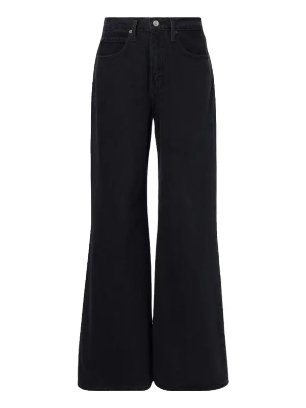 FRAME Easy Wide Flare High-rise Flared Jeans - Black