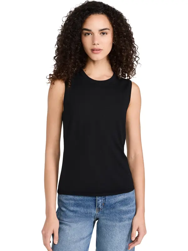 Theory Crew Neck Shell Top - Black
