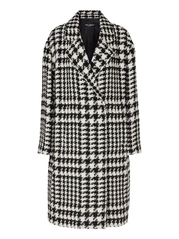 Dolce & Gabbana Houndstooth Overcoat - White