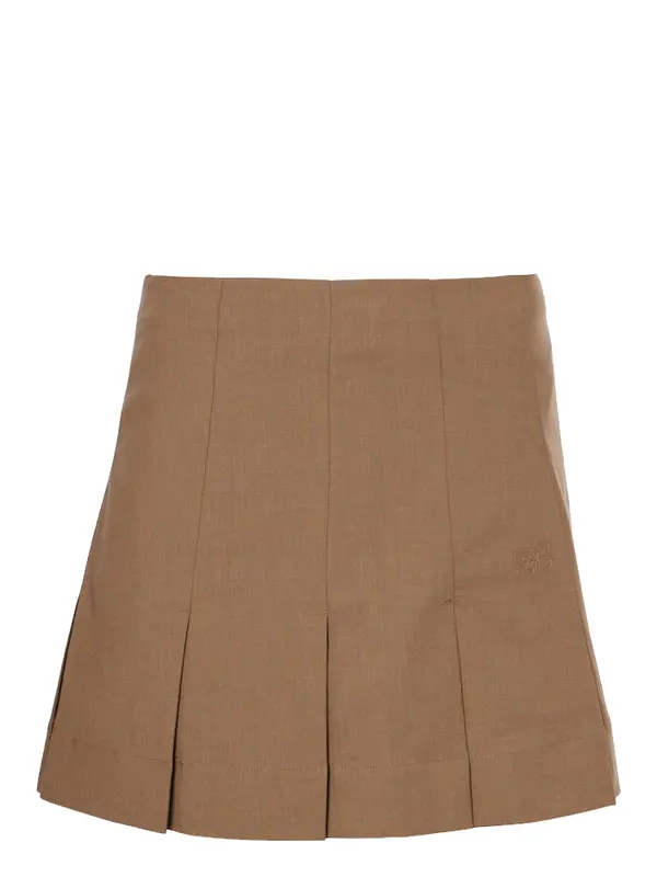 GANNI Pleated Mini Skirt - Brown