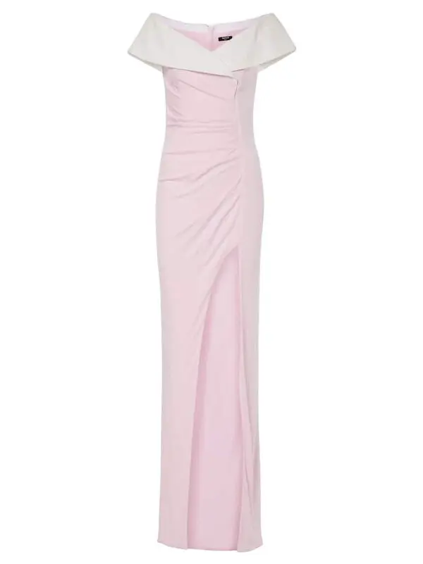 Balmain Draped Off-shoulder Gown - Pink